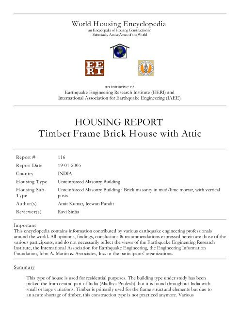 HOUSING REPORT Timber Frame Brick House with Attic