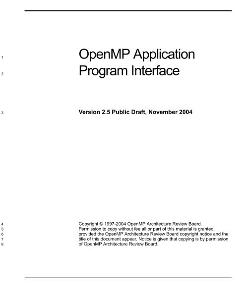 Openmp Application Program Interface