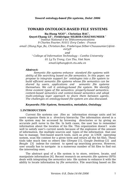 TOWARD ONTOLOGY-BASED FILE SYSTEMS