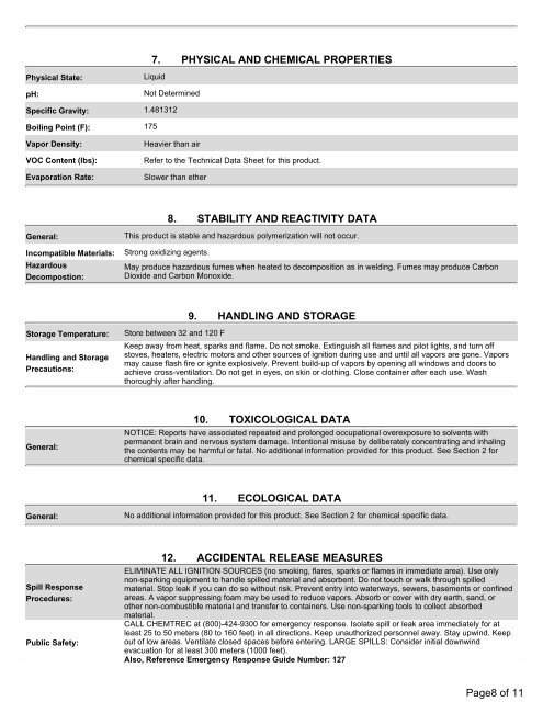 7. PHYSICAL AND CHEMICAL