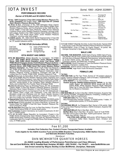 IOTA Invest.vp - Dan Mcwhirter Quarter Horses