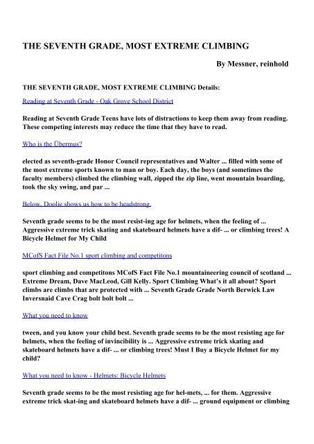 Download THE SEVENTH GRADE, MOST EXTREME CLIMBING pdf ...