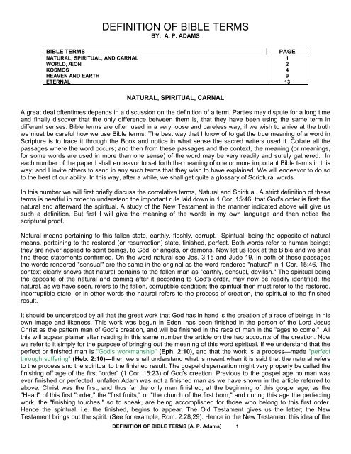 DEFINITION OF BIBLE TERMS - Lighthouse Library International