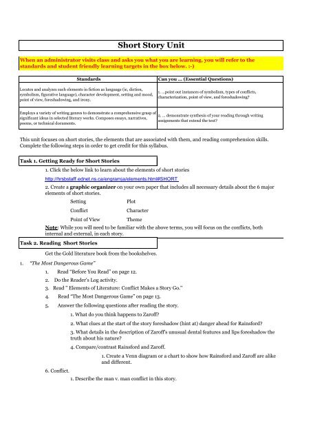 Short Story Unit Syllabus