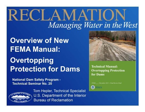 Overview of New FEMA Manual: Overtopping Protection for Dams
