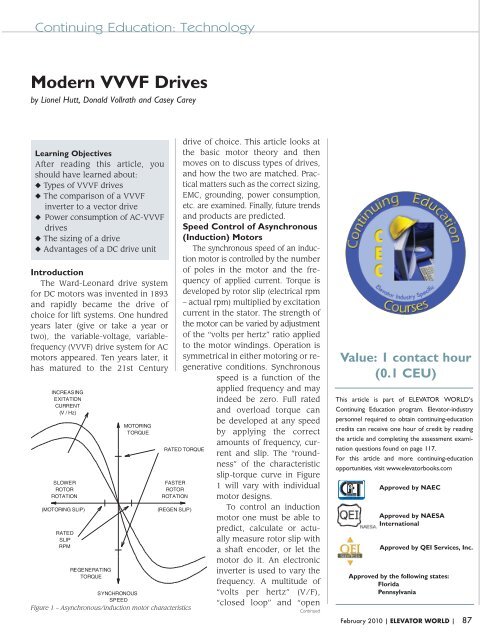 Modern VVVF Drives - Elevator World Online Bookstore