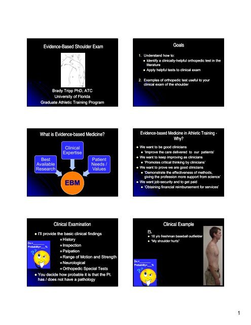 Evidence-Based Shoulder Exam Shoulder Exam Goals What is ...