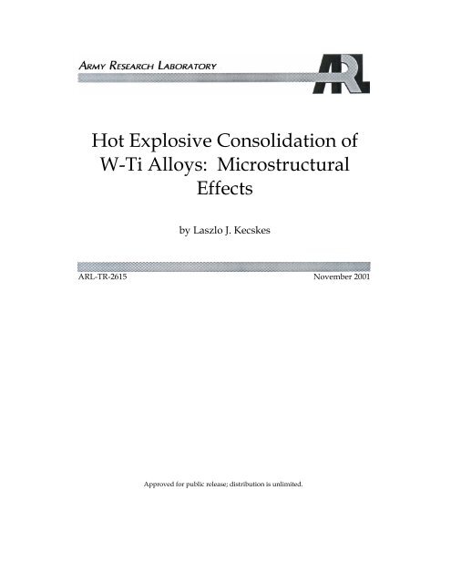 Hot Explosive Consolidation of W-Ti Alloys: Microstructural Effects