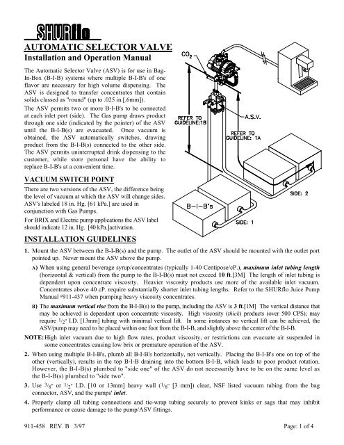 AUTOMATIC SELECTOR VALVE - SHURflo