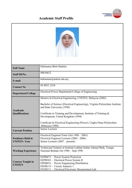 Download Academic Profile - Universiti Tenaga Nasional