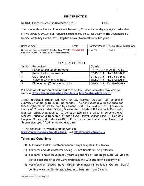 View Tender Document - e-Tendering
