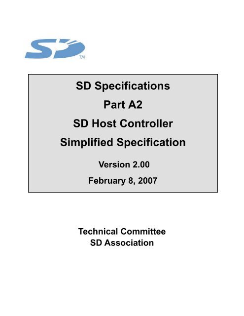 SD Specifications Part A2 SD Host Controller ... - SD Association