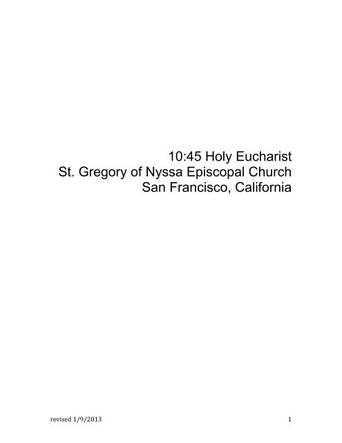 10:45 Holy Eucharist Script - Saint Gregory of Nyssa Episcopal Church