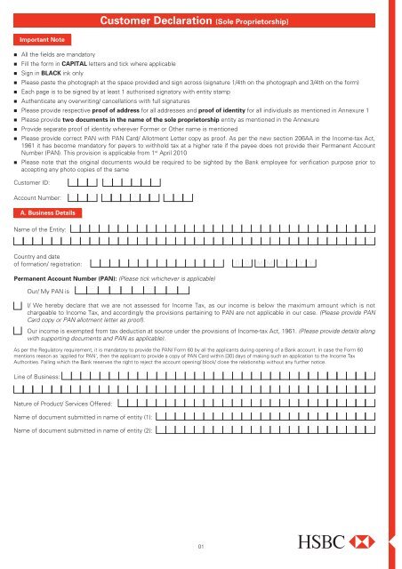 Customer Declaration - HSBC