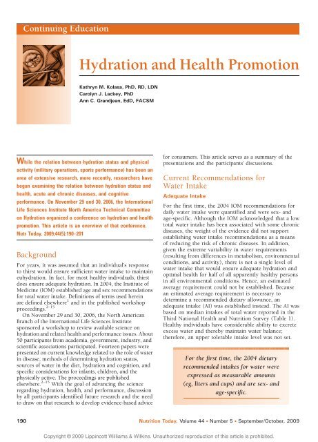 Hydration and Health Promotion - Coca Cola