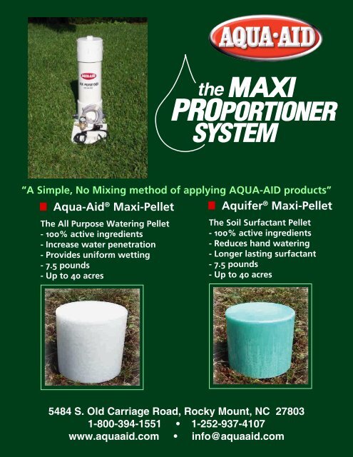 MAXI PROportioner Literature - Aqua-Aid