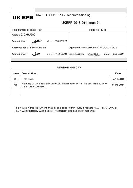 GDA UK EPR - Decommissioning