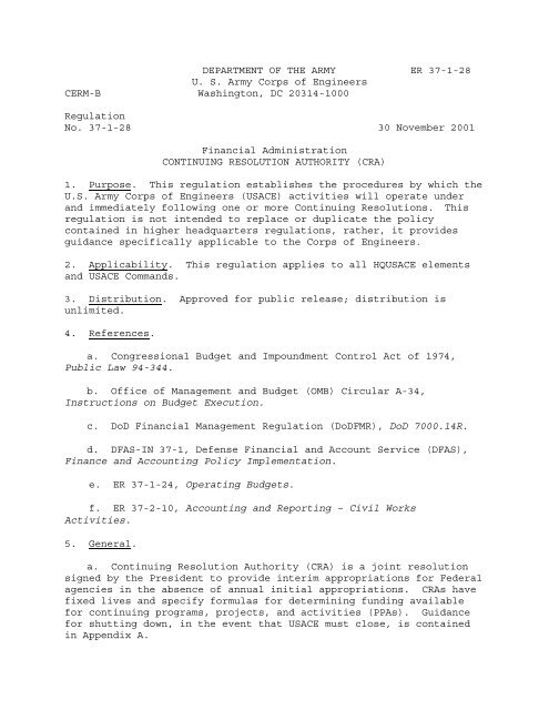 Engineer Regulation 37-1-28 - U.S. Army