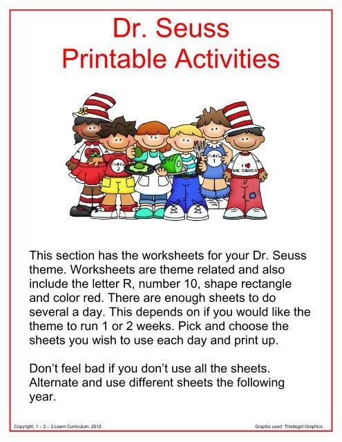 Dr Seuss Worksheets Printables