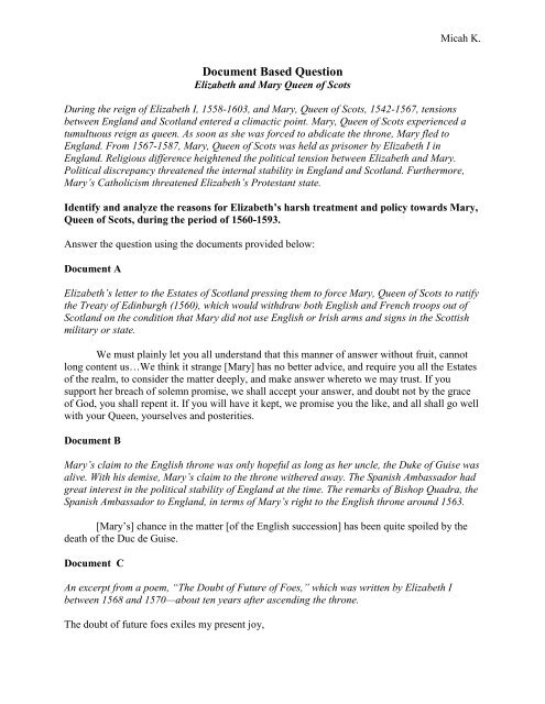 Sample Dbq Assignment By Micah
