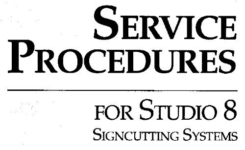 See the Studio 8 Service Manual - Ioline Corporation