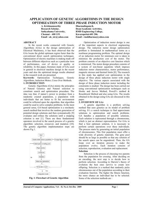 Application Of Genetic Algorithms In The Design Optimization Of Three