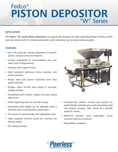 Piston Depositor W Series.qxd - Peerless Food Equipment