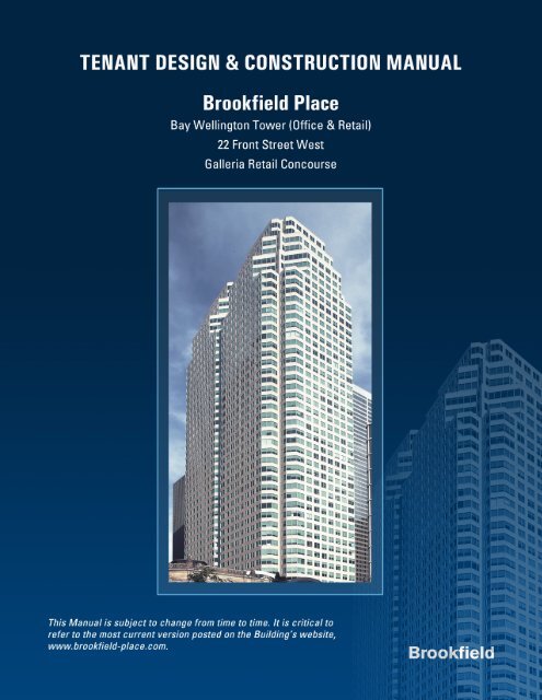 Tenant Design & Construction Manual - Brookfield Properties