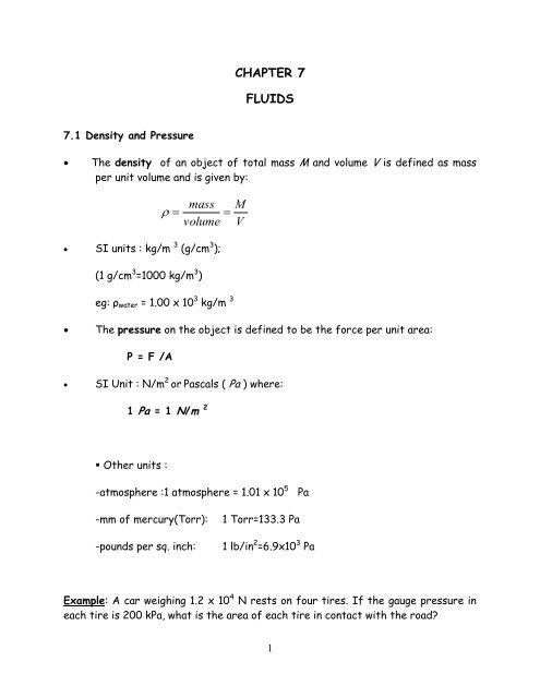 CHAPTER 7 FLUIDS