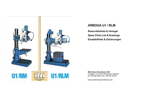 Arboga U1 RM and U1 RLM parts manual - HH Roberts Machinery