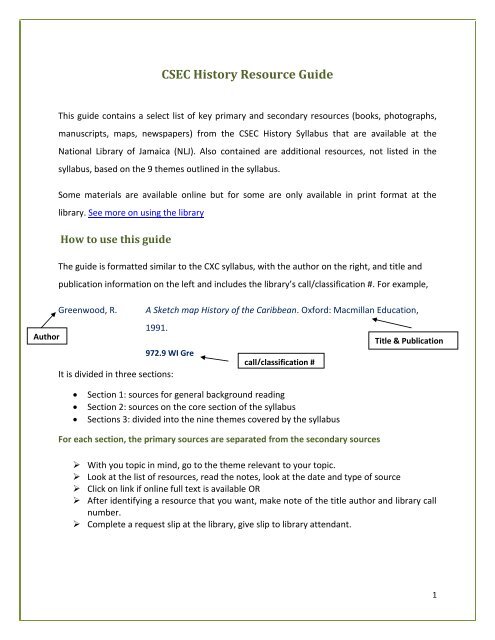 CSEC History Guide Final Draft