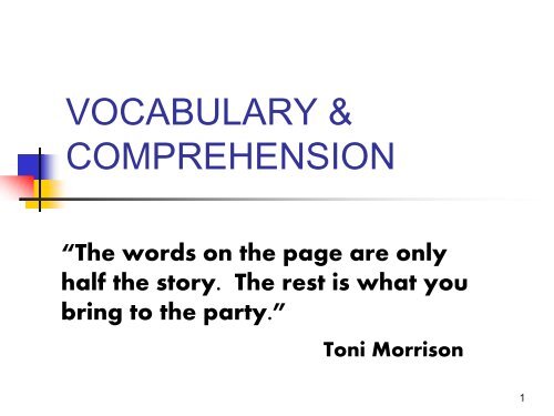 VOCABULARY & COMPREHENSION