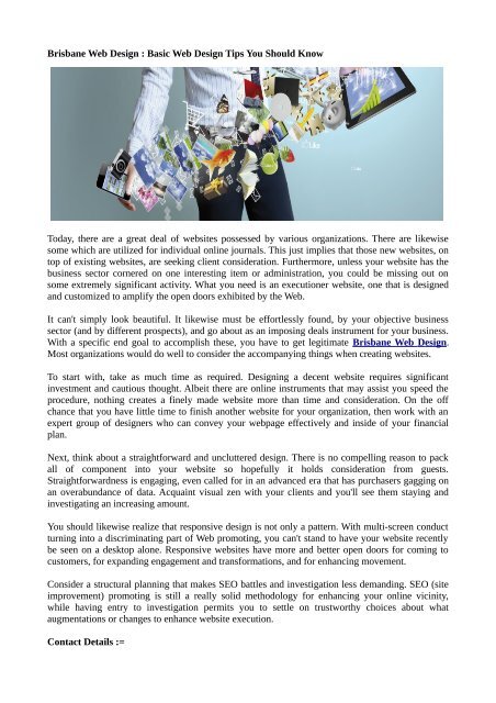 Brisbane Web Design : Basic Web Design Tips You Should Know