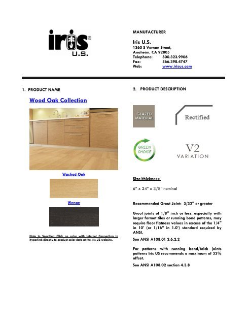 Wood Oak Tech Data Sheet - Iris US
