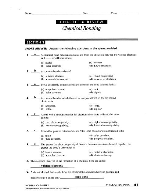 Chemical Bonding