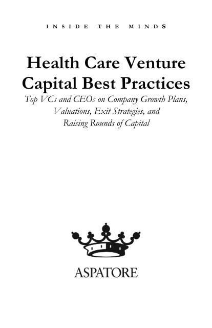 Health Care Venture Capital Best Practices - De Novo Ventures