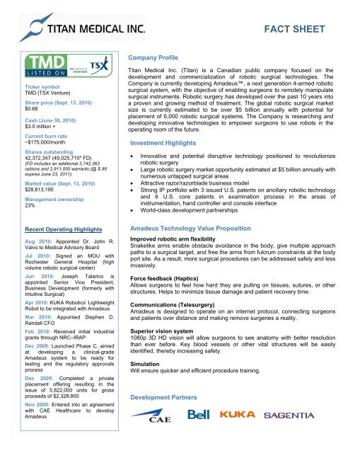 titan medical fact sheet - All About Robotic Surgery