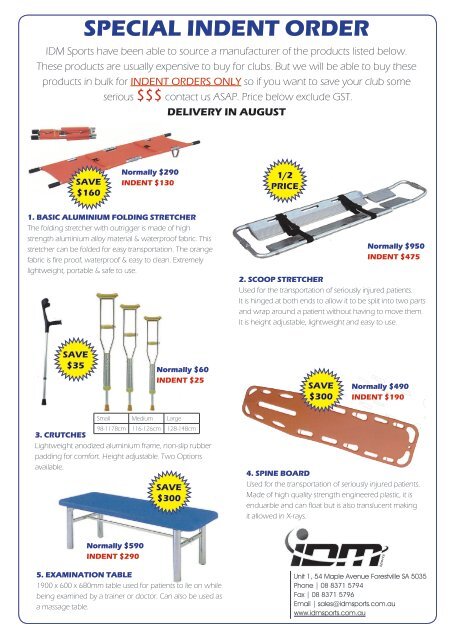 special indent order form - IDM Sports