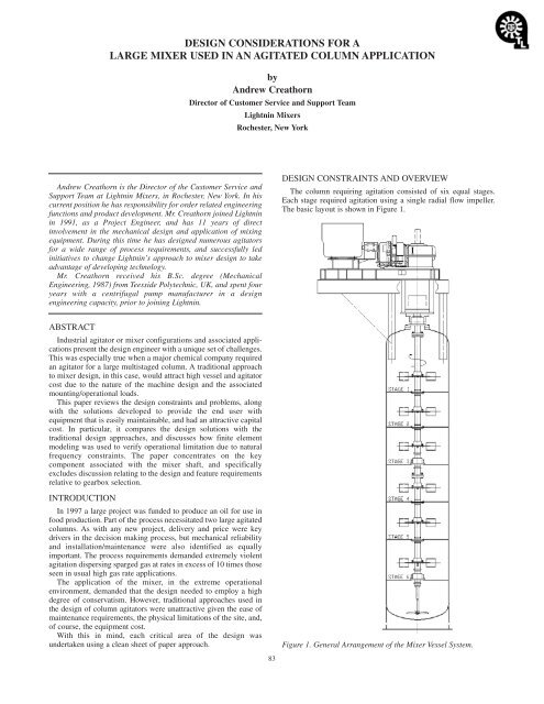 design considerations for a large mixer used in an agitated column ...