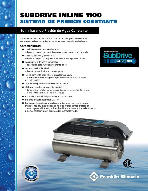 SUBDRIVE INLINE 1100 - Franklin Electric