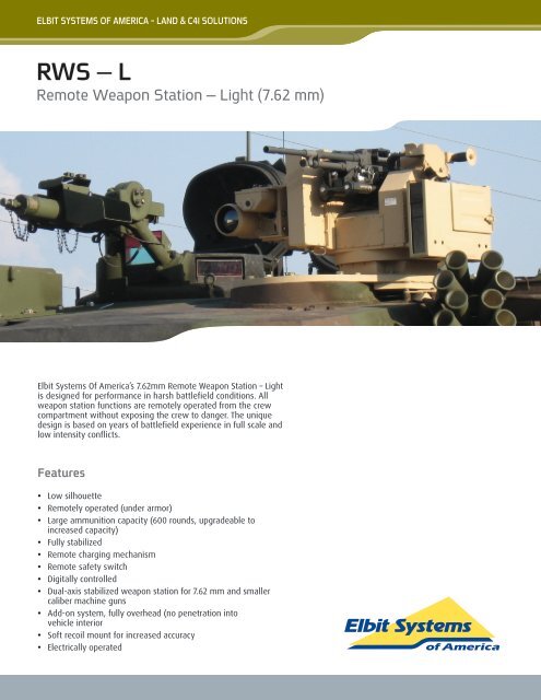 Remote Weapon Station - Light Data Sheet - Elbit Systems of America