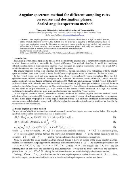 Scaled angular spectrum method