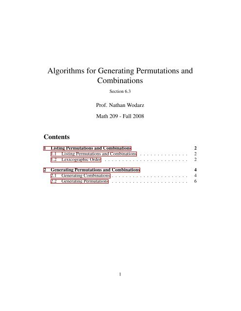 Algorithms For Generating Permutations And Combinations