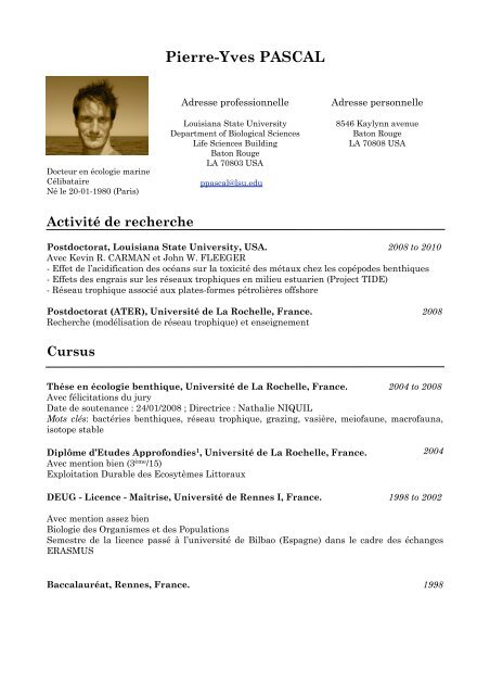 CV Francais - UniversitÃ© des Antilles et de la Guyane