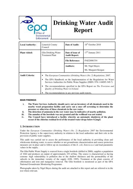 EPA Drinking Water Audit Report EPA Drinking Water Audit Report