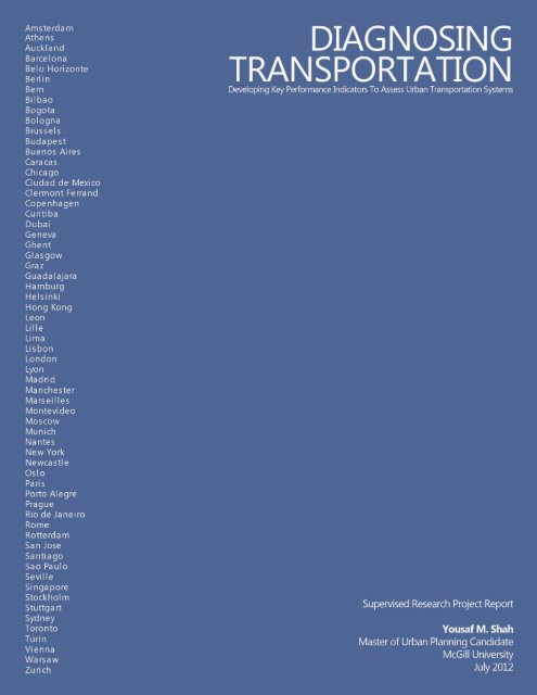 Diagnosing transportation: Developing key performance indicators ...