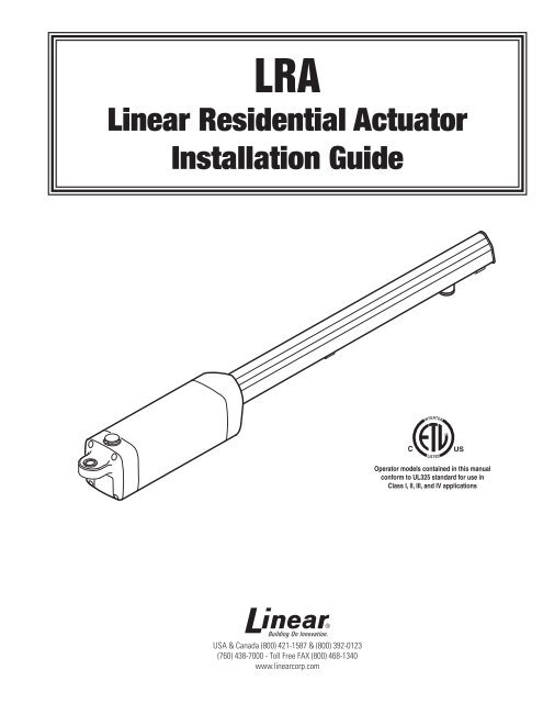 Installation Manual - Linear