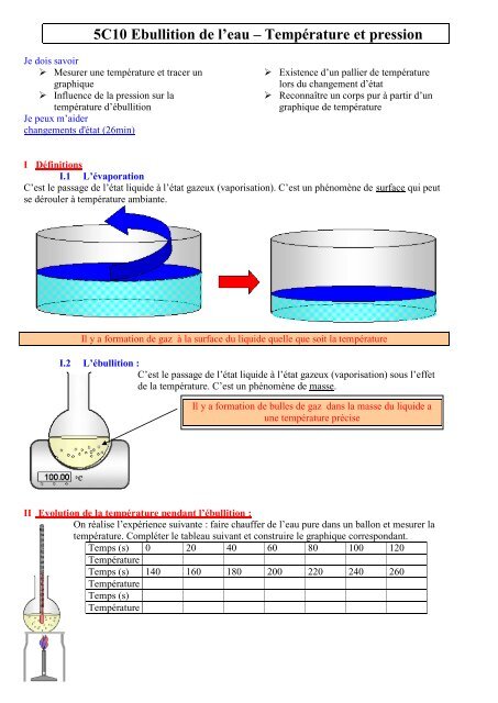 TempÃ©rature et pression