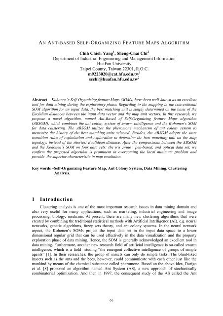 An Ant Based Self Organizing Feature Maps Algorithm 8527