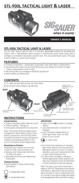 STL-900L TacTicaL LighT & LaSer - Sig Sauer